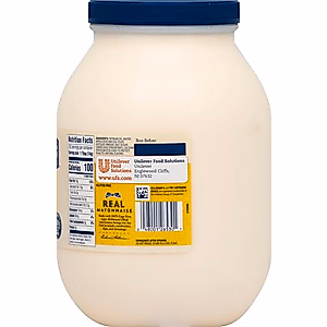 Hellmann's Real Mayonnaise Jar, Condiment for Sandwiches, Salads, Mayo Made with 100% Cage Free Eggs, Gluten Free 1 gallon 128 oz, Pack of 1