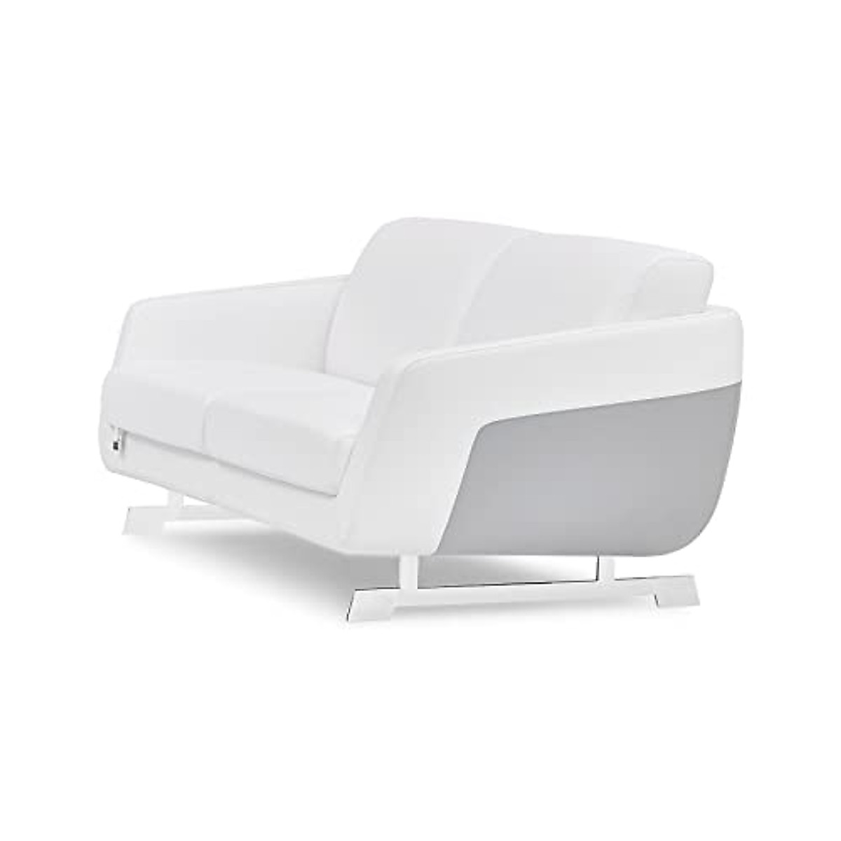 Zuri Furniture Modern Armondo Sofa in Two Tone White Microfiber Leather and Grey Accent