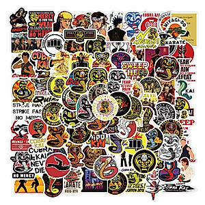 100Pcs Cobra Kai Stickers for Water Bottle, Funny TV Series Decal Gifts, Waterproof Stickers Pack for Teen Adult Laptop Computer Skateboard Phone Luggage Guitar Travel Case Bike
