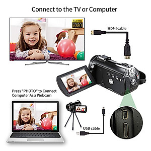 ORDRO 4K Video Camera Camcorder AC5 UHD Camcorder with 12x Optical Zoom 3.1" IPS HD 1080P 60FPS Digital WiFi Vlog Camera Camcorder with Microphone, Video Light, Wide Angle Lens and 64G SD Card