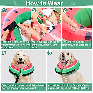 Glittme Dog Donut Collar, Inflatable Dog Cone, Cone for Dogs After Surgery, Soft Dog Cone to Stop Licking, M