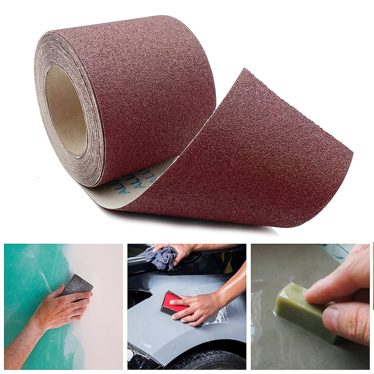 120 Grit Emery Cloth Roll, 4.5 Inch Wide 32.8 Ft Long (Equals 1/4 Sheet Sandpaper 71 Pcs) Abrasive Sandpaper Rolls for Metal Automotive Wood Furniture Sanding Paper Drum Palm Sander (120 Grit)