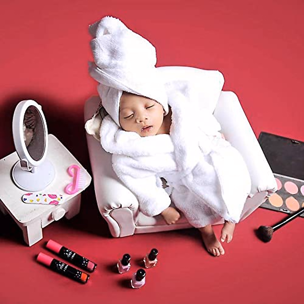 M&G House Newborn Photography Props Bathrobes Outfits Baby Photo Prop Robe Bath Towel Costume Sets Boy Girl Baby Photoshoot Props 0-6 Months(White)