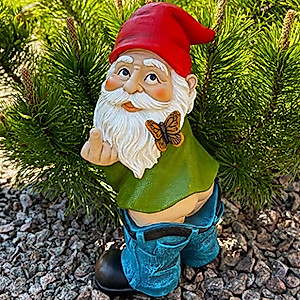 Mood Lab Garden Gnome - Pants Down Gnome - 9.3 Inch Tall Statue Lawn Garden Figurine - for Outdoor or House Decor