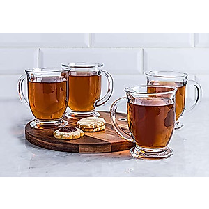 Kook Glass Coffee Mugs, with Handles, Clear Tea Cups, for Drinking Hot Beverages, Latte, Cappuccino, Espresso, Large Capacity, 15 oz, Set of 6