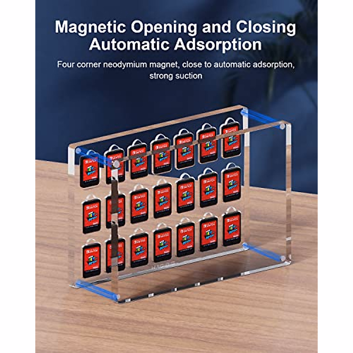 Hagibis Game Card Case for Nintendo Switch, 21 Cartridge Slots Holder Protective Shockproof Display Cabinet, Transparent Acrylic Game Storage Box for Switch NS NX (21 Slots)