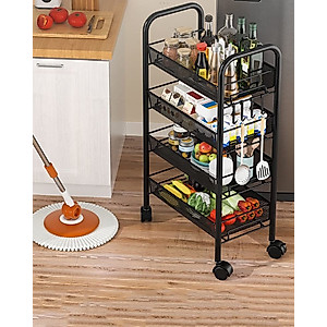 LIRUXUN Kitchen Rack Storage Rack Bathroom Bedroom Storage Movable Trolley Storage Rack