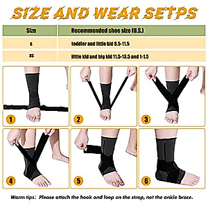 Tarpop 1 Pair Ankle Brace for Kids Compression Ankle Sleeves Adjustable Foot Support Brace Elastic Ankle Guard for Children Boys Girls Sports Running Jogging Dance Fitness Gymnastics (Small)