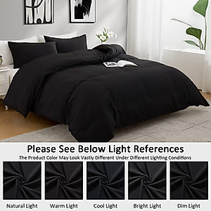 mafudoxi Twin Duvet Cover Set, Soft and Breathable Duvet Cover Twin Size, Duvet Cover Set with Zipper Closure & Corner Ties,1 Duvet Cover 68"x90" & 1 Pillow Cases, Black