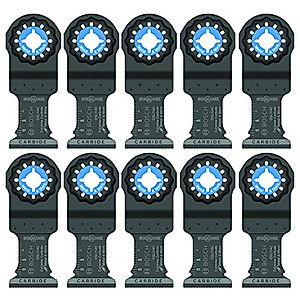 BOSCH OSL114C-10 10-Pack 1-1/4 In. Starlock Oscillating Multi Tool Metal & More Carbide Extreme Plunge Cut Blades for Cutting Iron Bar, Metal, Wood with Nails, Drywall and Tile