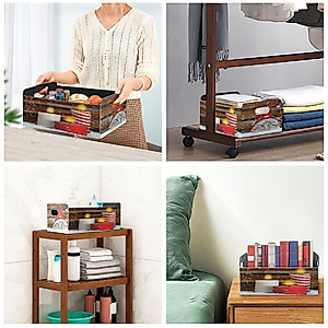 YETTASBIN America Flag Felt Storage Baskets with Handle, Collapsible Open Storage Bin Drawers Storage Box for Shelf Closet Office Bedroom Nursery Home, 2 Pack, g352631406p737c780s1706