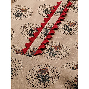 Yash Gallery Women's Cotton Blend Printed Anarkali Kurta (Beige)