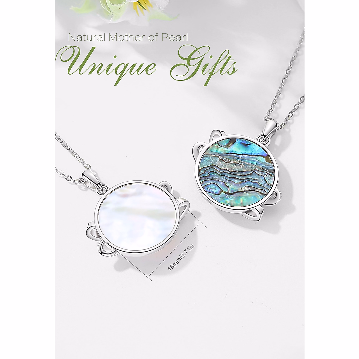 INFUSEU Abalone Moon Star Necklace Sterling Silver Pendant Women Space Planet Celestial Jewelry for Teen Teenager Universe Galaxy Cute Graduation Gifts Astronomy Lovers