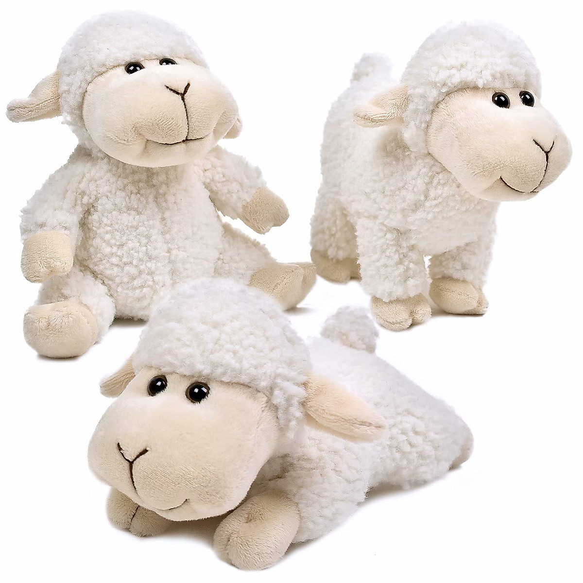 Tiny Heart Stuffed Animal Sheep Lamb Plush Toy 3 Pcs Sheep Stuffed Animal Cute and Soft Toy Plush Sheep for Kids Boys and Girls Lamb Toys White