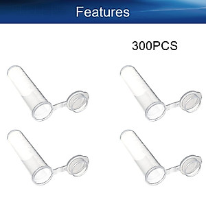 zoomto 5ml Microcentrifuge Tubes 300PCS,Centrifuge Tubes with Attached Lid,Clear Round Micro Centrifuge Small Sample Bottle Vials Container for Lab,Plastic Lab Snap Tubes,Clear Graduation,Bag Pack