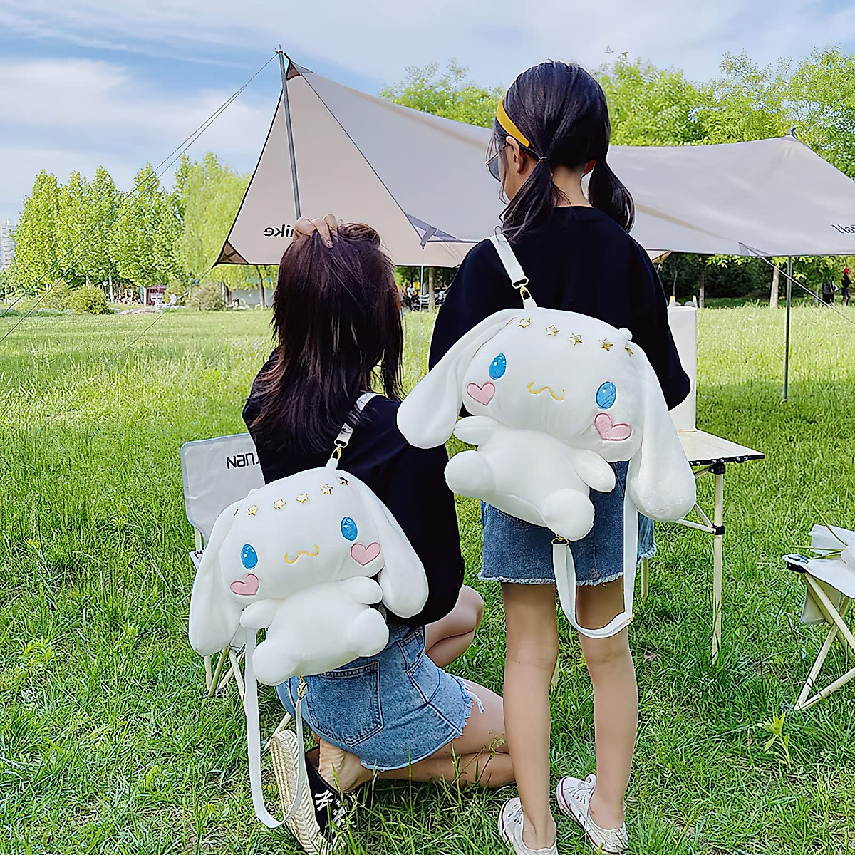EVESKY Kawaii Plush Backpack For Girls Women Cute Cartoon Toy Bag Soft White Dog Plush Bags for Girls Cosplay Birthday Gifts