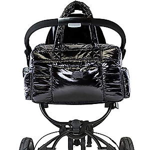 7AM Voyage Baby Diaper Bag – SoHo Satchel Large Waterproof Diaper Bag Tote with Stroller Straps, Multifunctional Gym Bag & Travel Tote Bags with Padded Straps Includes Changing Pads | (Black Polar)