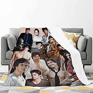 Soft Collage Blanket Ian Joseph Somerhalder Anti-Pilling Flannel Throw Blanket for Men/Women 50"×40", Home Decor