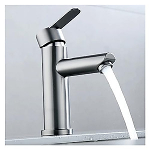 1 Pcs Kitchen Faucet Stainless Steel Hot and Cold Faucet Wash Basin Basin Faucet Bathroom Bathtub Accessories Set Sink Bathtub Faucet (Color : Silver)