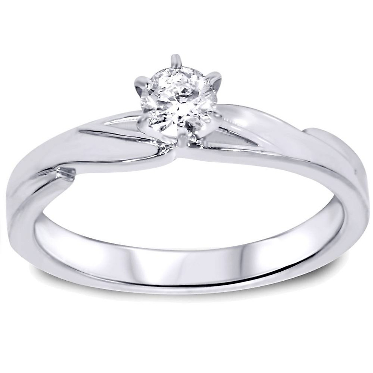 1/4ct Diamond Engagement Wedding Ring Set 10K White Gold - Size 8.5