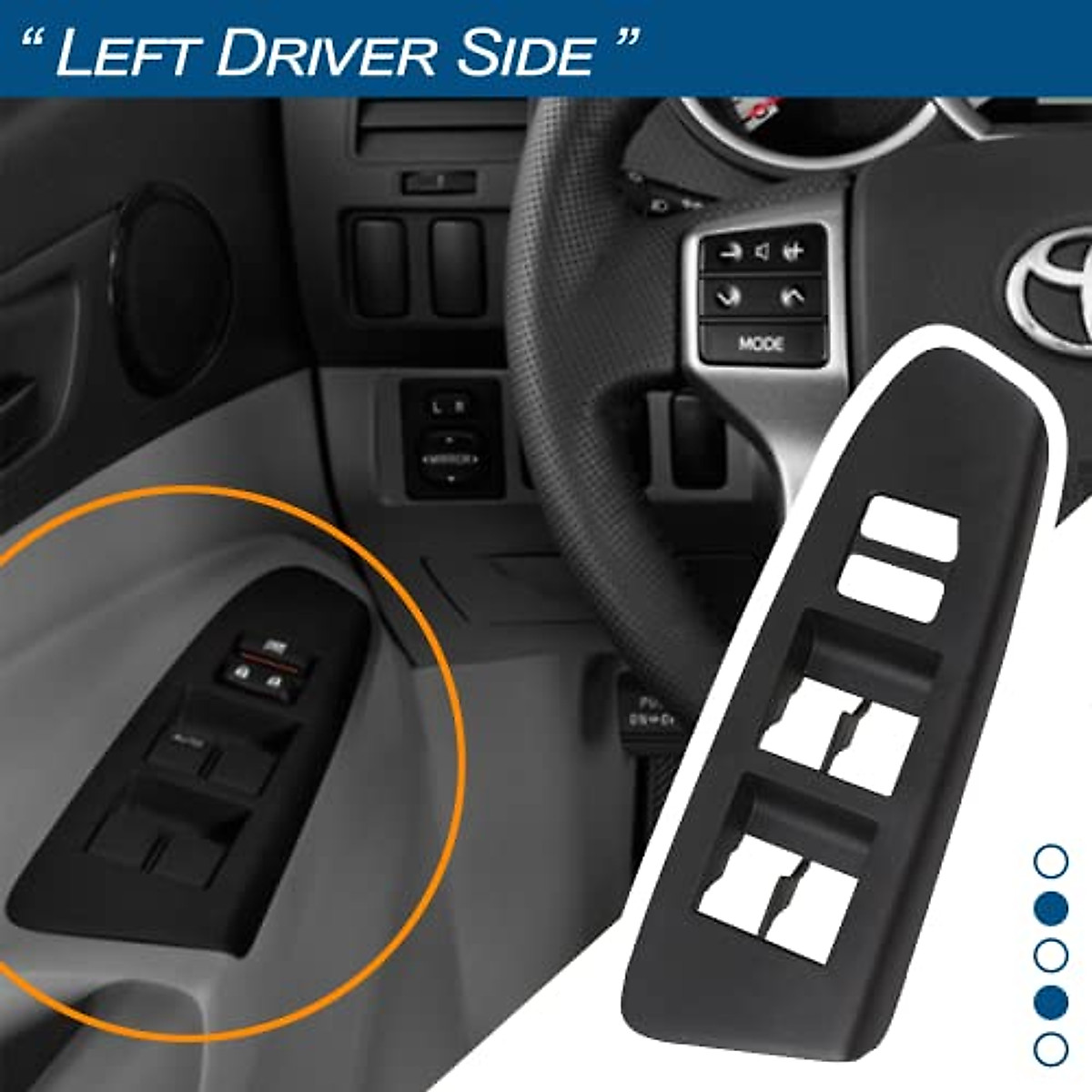 APPERFiT Window Switch Bezel Cover Trim Front Door Left Driver Side Compatible with 2012-2015 Toyota Tacoma Replaces 74202-04040