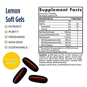 Nordic Naturals Omega LDL, Lemon - 60 Soft Gels - 1152 mg Omega-3 + Red Yeast Rice & CoQ10 - Heart Health, Normal Cholesterol, Antioxidant Support - EPA & DHA - Non-GMO - 20 Servings
