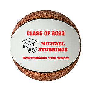 Personalized Custom Graduation 2024 Basketball Gift - Graduation Class of 2024 - Graduation Gift for Boy - Graduation Gift for Girl (Mini Basketball, RedText)