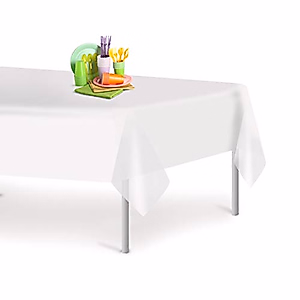 Grandipity White 6 Pack Premium Disposable Plastic Tablecloth 54 Inch. x 108 Inch. Rectangle Table Cover