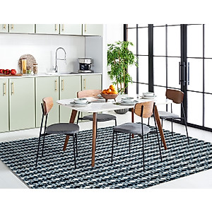 SAFAVIEH Montauk Collection Accent Rug - 3' x 5', Ivory Blue & Black, Handmade Flat Weave Cotton, Ideal for High Traffic Areas in Entryway, Living Room, Bedroom (MTK123A)