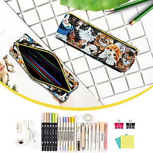 MIKOPNLIW Pencil Case Portable Stationery Bag, Slim Printing Design Zipper Capacity Small Pencil Pouch Cosmetic Organizer Bag for Adult,Student,Artists.