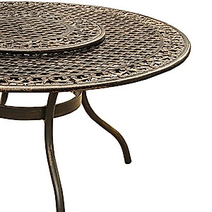 Oakland Living Ornate Traditional Outdoor Mesh Lattice Aluminum 59 inch Bronze Round Dining Table with Lazy Susan