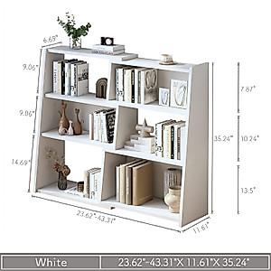 IOTXY Wooden Extendable Shelf Bookcase - 3-Tier Ladder Low Short Bookshelf for Small Space or Corner, White, S