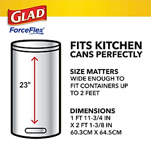 GLAD ForceFlex Tall Drawstring Trash Bags, 13 Gallon White Trash Bags for Tall Kitchen Trash Can, Unscented Leak Protection Bags, 120 Count - Packaging May Vary