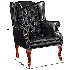 Coaster Furniture Wing Back Button Tufted Accent Chair and Ottoman Black and Espresso 900262