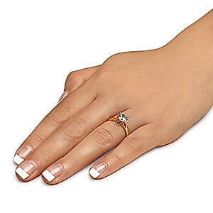 Size - 8 - Solid 14k Yellow Gold Round Cut Six Prong Solitaire Wedding Engagement Ring CZ Cubic Zirconia 1.50ct.