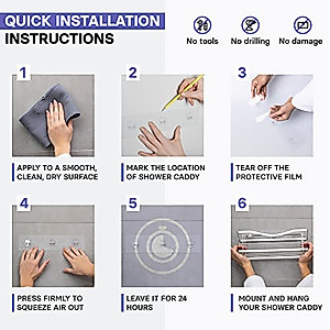 KINCMAX Shower Shelves 2-Pack - Self Adhesive Caddy with 4 Hooks - No Drill Large Capacity Stainless Steel Wall Shelf - Aesthetic Organizer for Inside Bathroom - Polished Silver