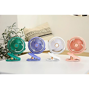 500mAh Portable Rechargeable Clip on Fan, 5 inch Battery Operated Fan, 3 Speeds Personal Fan, 360 Rotation Small Desk & Clip Fan, Ideal for Outdoor Camping Golf Cart Treadmill Home Office, Purple