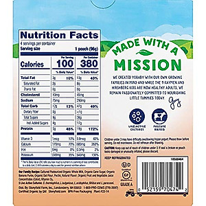 Stonyfield Organic YoBaby Whole Milk Banana & Oat Yogurt Pouches for Babies 6 Months & Older, 3.4 oz., 4 Ct