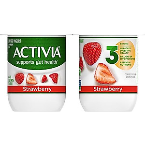 ACTIVIA Probiotic Low fat Yogurt, Strawberry, Non-GMO Project Verified, Multi Pack, 4 Oz, 4 Count