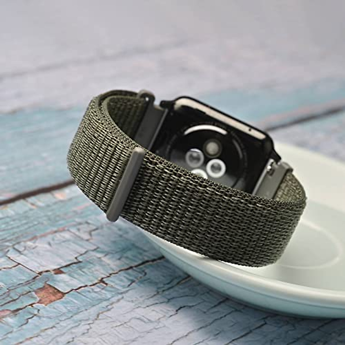 WOCCI 18mm Adjustable Nylon Watch Band, Quick Release Sport Loop Strap (Army Green)