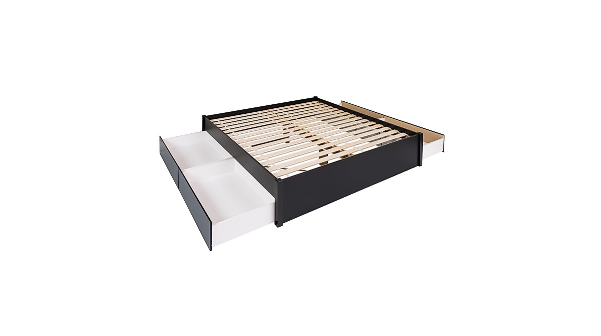Prepac King Storage Bed with Drawers - Modern Black Platform Bed