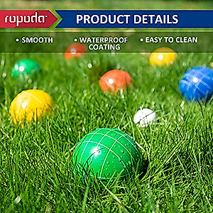 ropoda 90mm Bocce Ball Set with 8 Balls, Pallino, Case and Measuring Rope for Backyard, Lawn, Beach & More (4 to 8 Person Bocce Ball Set)