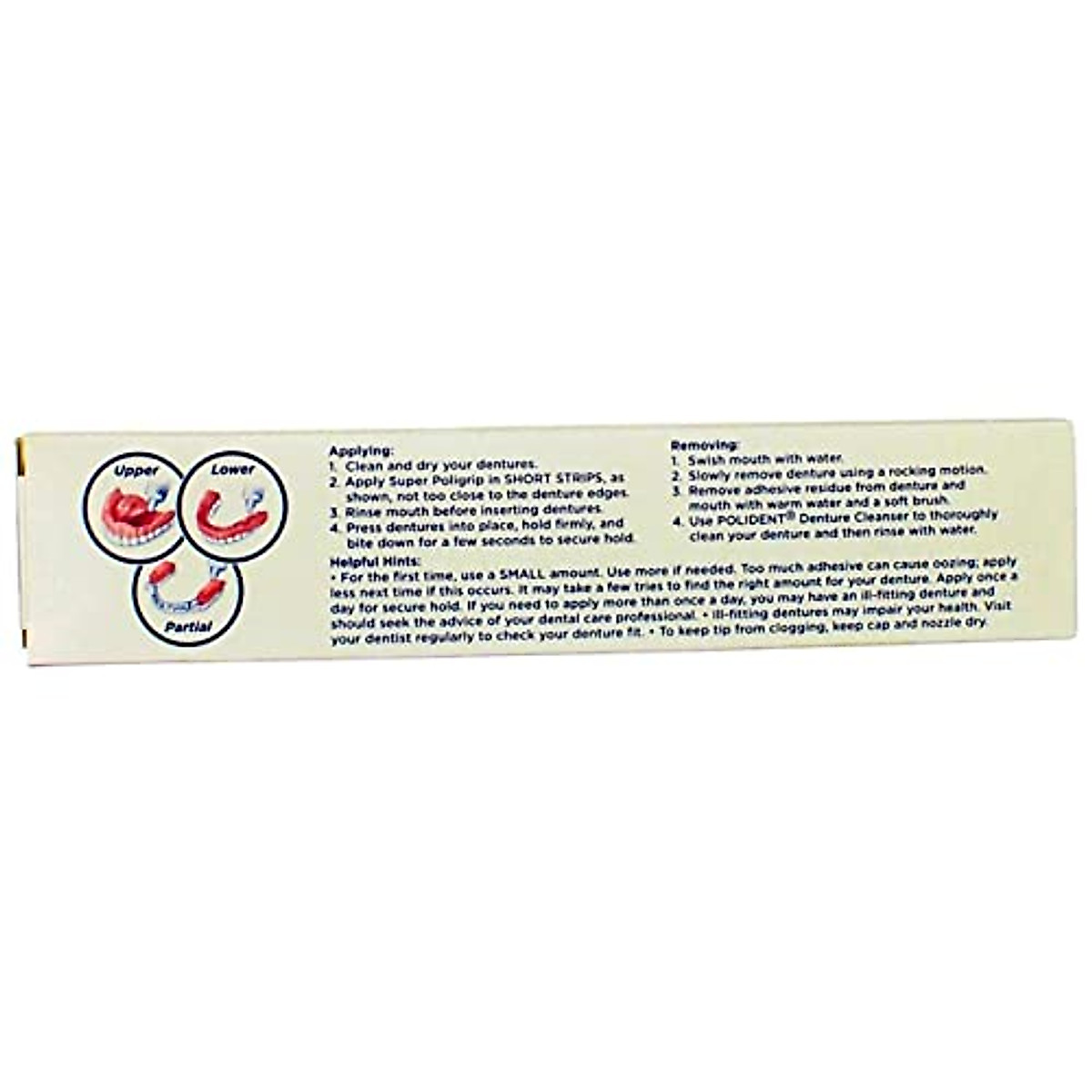 SUPER POLIGRIP Denture Adhesive Cream Original 2.40 oz (Pack of 4)