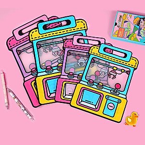 20Pack Cartoon Claw Machine Goodie Bags Clear Gift Candy Bags Party Favor Bags with Handle Small Plastic Gift Bags with Stand-up Bottom Resealable Gift Bag Candy Bag for Party Supplies,Kids Birthday