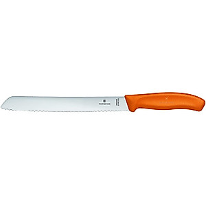 Victorinox 6.8636.21L9B Swiss Classic Bread Knife For Cutting Loaves Of Bread And Rolls Serrated Blade in Orange, 8.3 inches