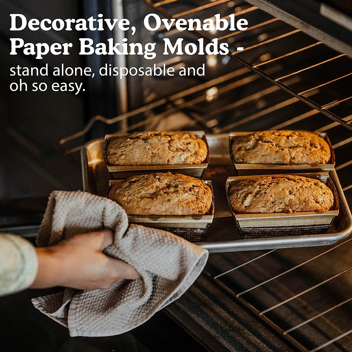 Regency Wraps Loaf Pans, Small, 4" X 2" x 2", 4 Pack, Disposable Stand Alone Baking Molds for Quick Breads, Banana and Zucchini