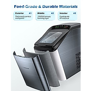 Freezimer DreamiceX1| Ice Makers Countertop Self-Cleaning, Portable Ice Maker Machine Countertop, 9 Cubes Ready in 7-10 Mins, 2 Size Ice Cubes Bullet Ice Machine | 33lbs/24h Silver