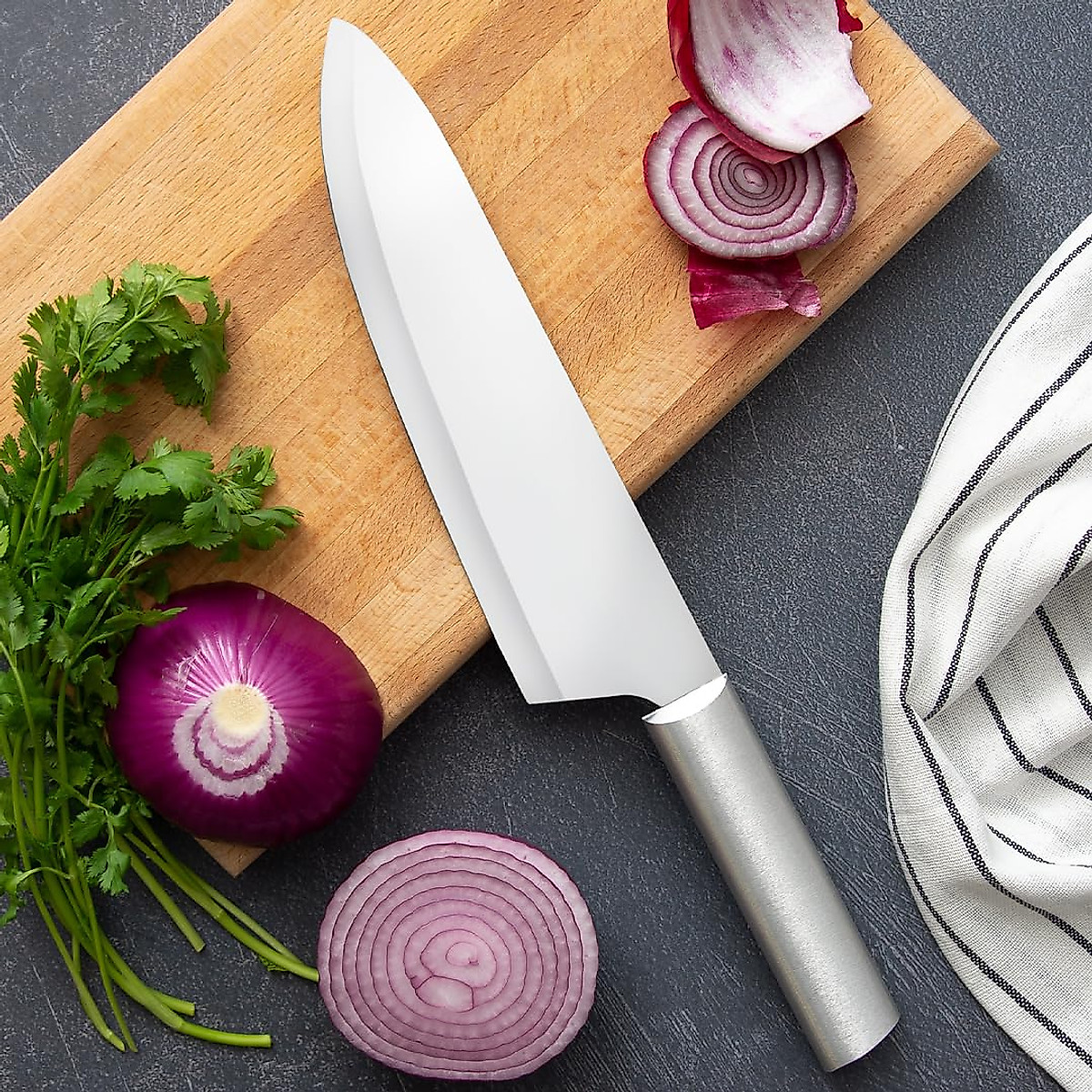 Rada Cutlery French Chef Knife Stainless Steel Blade with Aluminum Handle Made in USA, 8.5 Inch, Silver