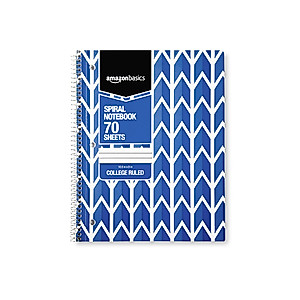 Amazon Basics College Ruled Wirebound Spiral Notebook, 70-Sheet - 5-Pack, Assorted Solid Colors