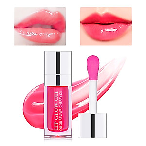 DAGEDA Tinted Lip Oil Plumping Lip Gloss, Hydrating Lip Glow Oil Lip Care Moisturizing for Dry Lips, Nourishing Water Lip Oil Gloss Non-Sticky Shine Lip Tint (015 Cherry)